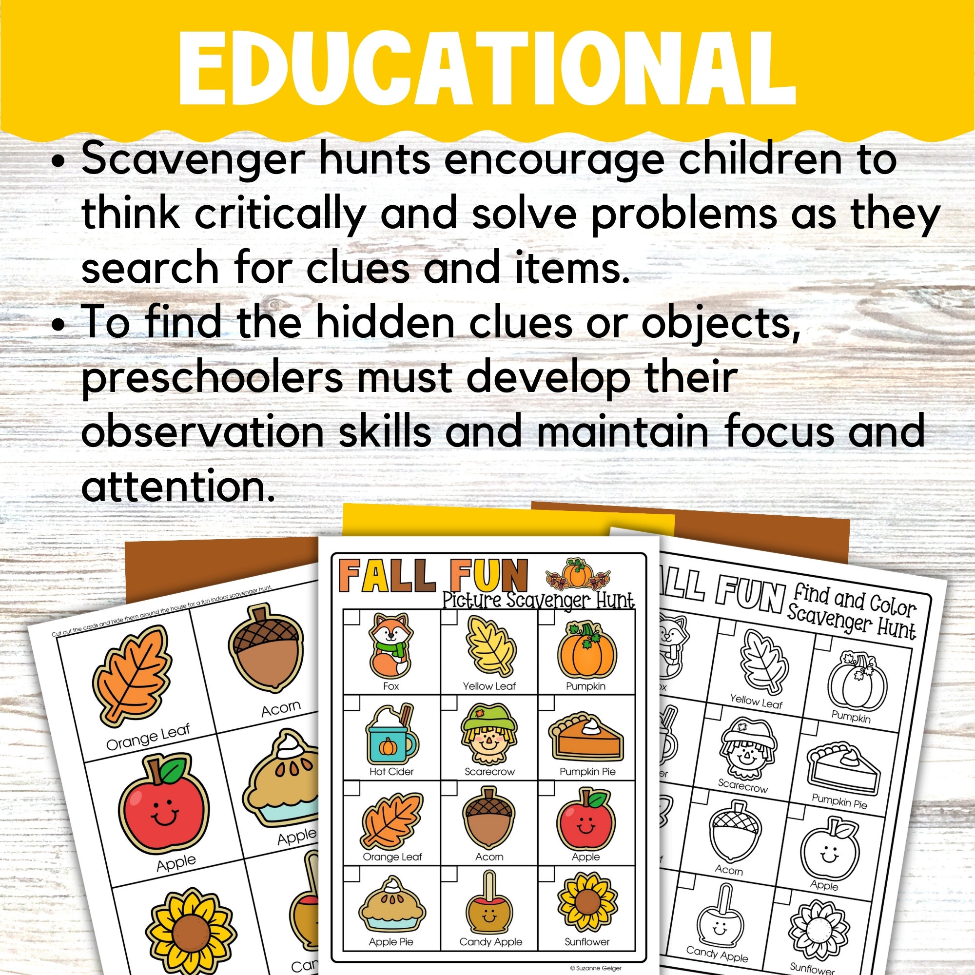 Fall Scavenger Hunt for Preschoolers With Picture Clues, Toddler Fall ...