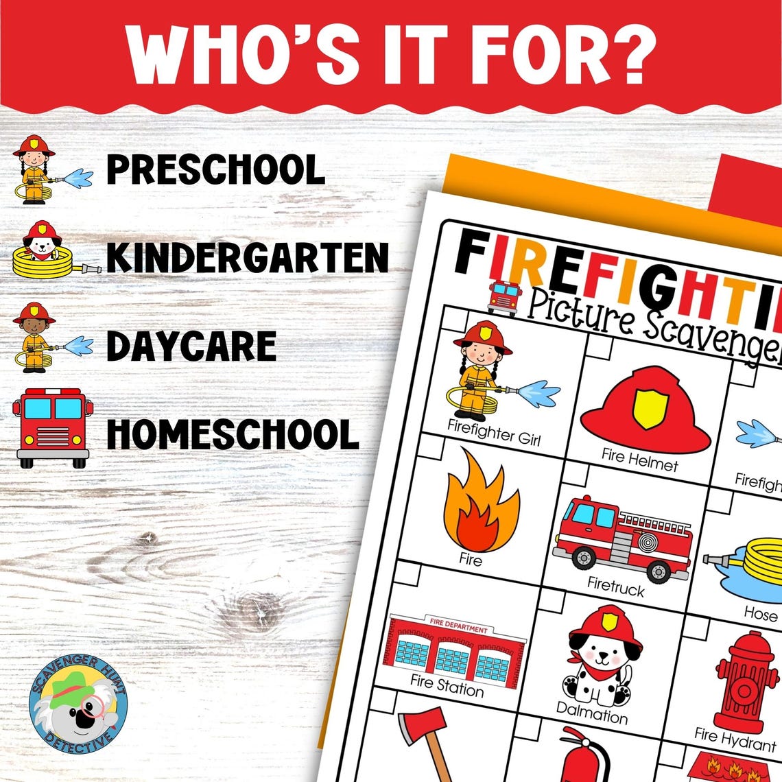 Fire Safety Week Scavenger Hunt for Preschoolers With Picture Clues ...