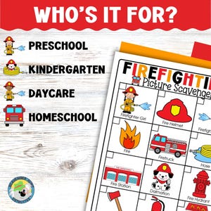 Fire Safety Week Scavenger Hunt for Preschoolers With Picture Clues ...