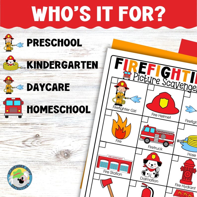 Fire Safety Week Scavenger Hunt for Preschoolers With Picture Clues ...