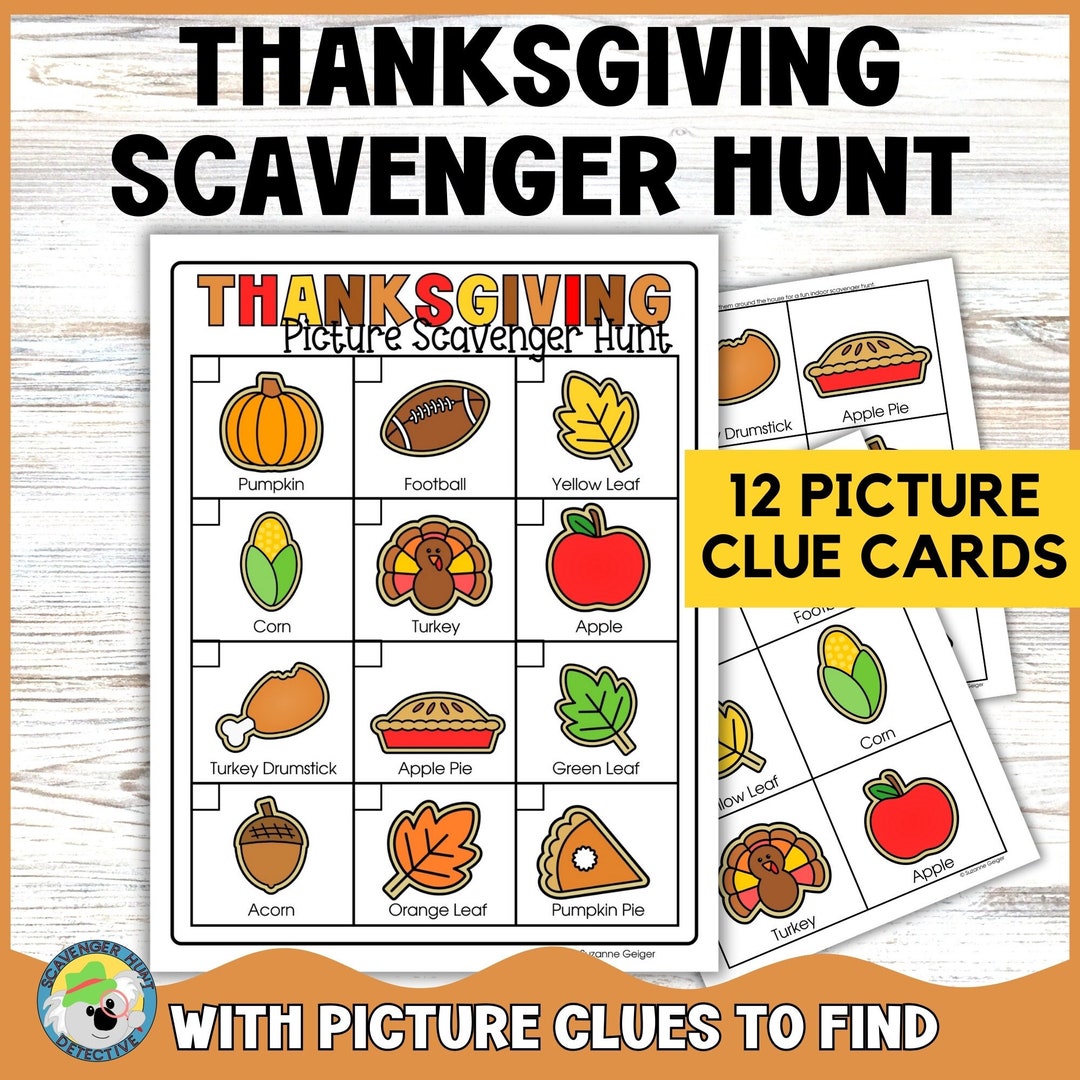 Thanksgiving Scavenger Hunt for Preschoolers With Picture Clues ...