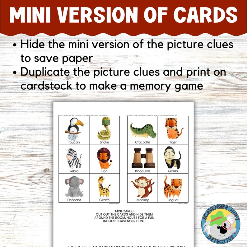 Safari Animal Scavenger Hunt for Preschoolers With Picture Clues ...