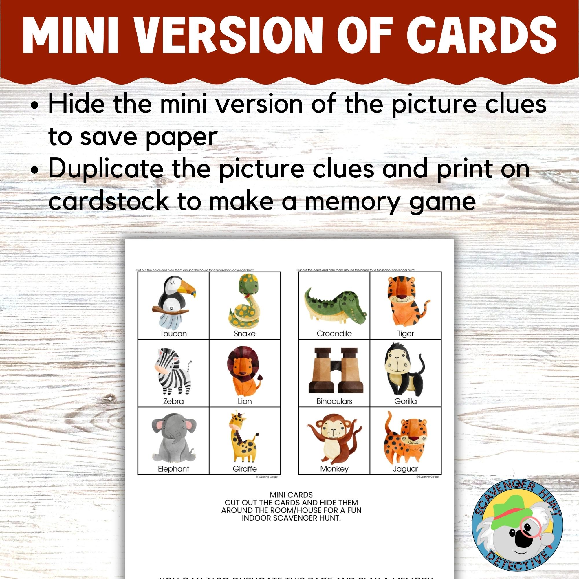 Safari Animal Scavenger Hunt for Preschoolers With Picture Clues ...