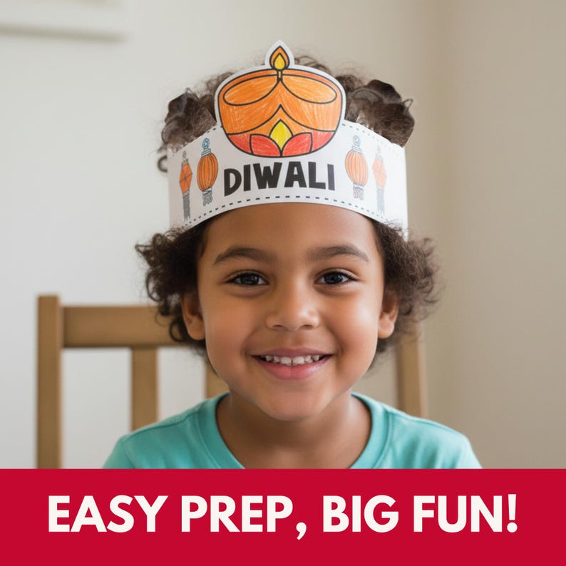 Diwali Paper Crown Craft Activity, Coloring Printable Diwali Diya Lamp ...
