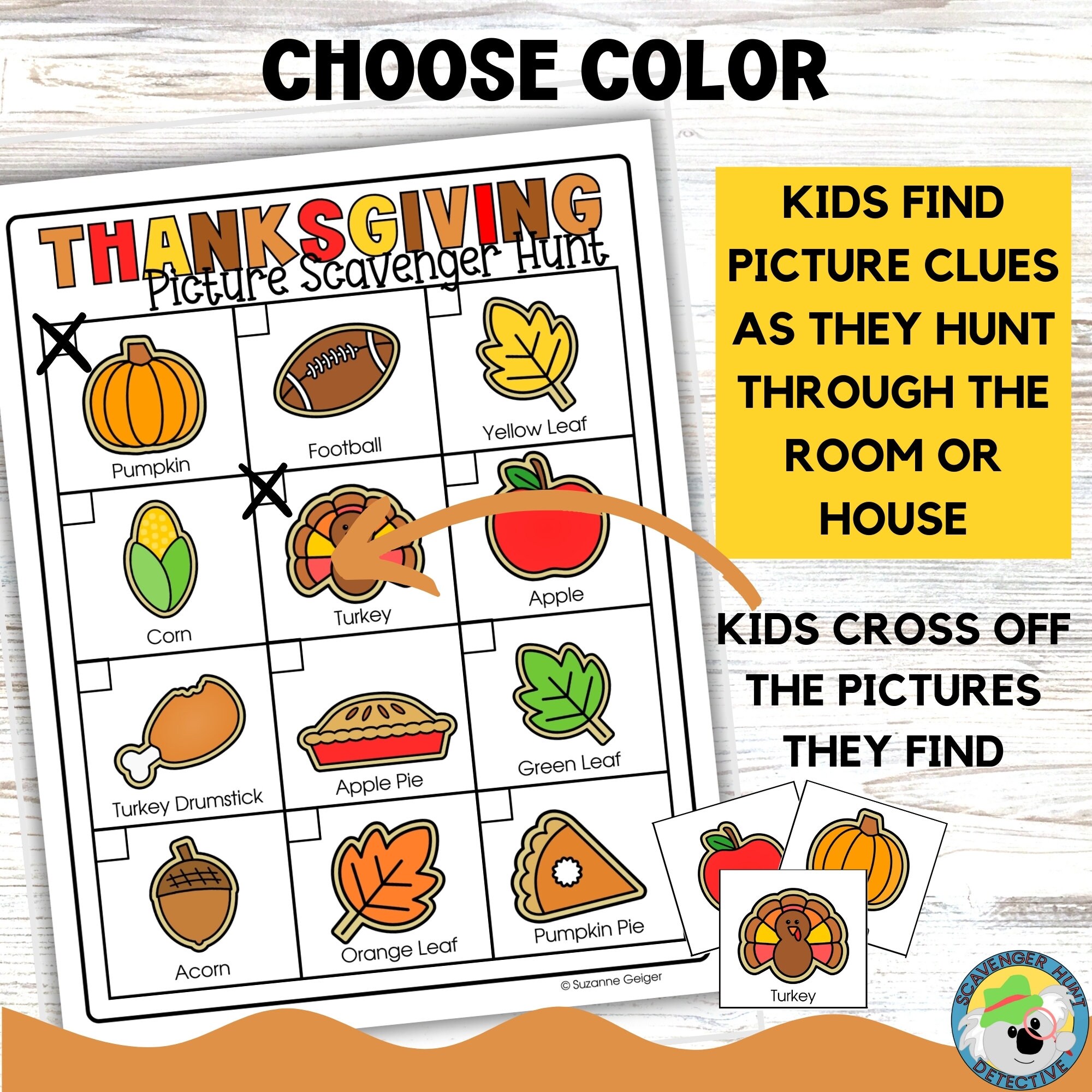 Thanksgiving Scavenger Hunt for Preschoolers With Picture Clues ...