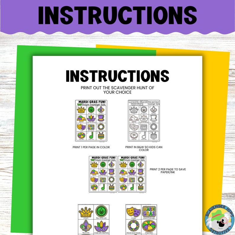 Mardi Gras Scavenger Hunt for Toddlers With Picture Clues, Picture ...