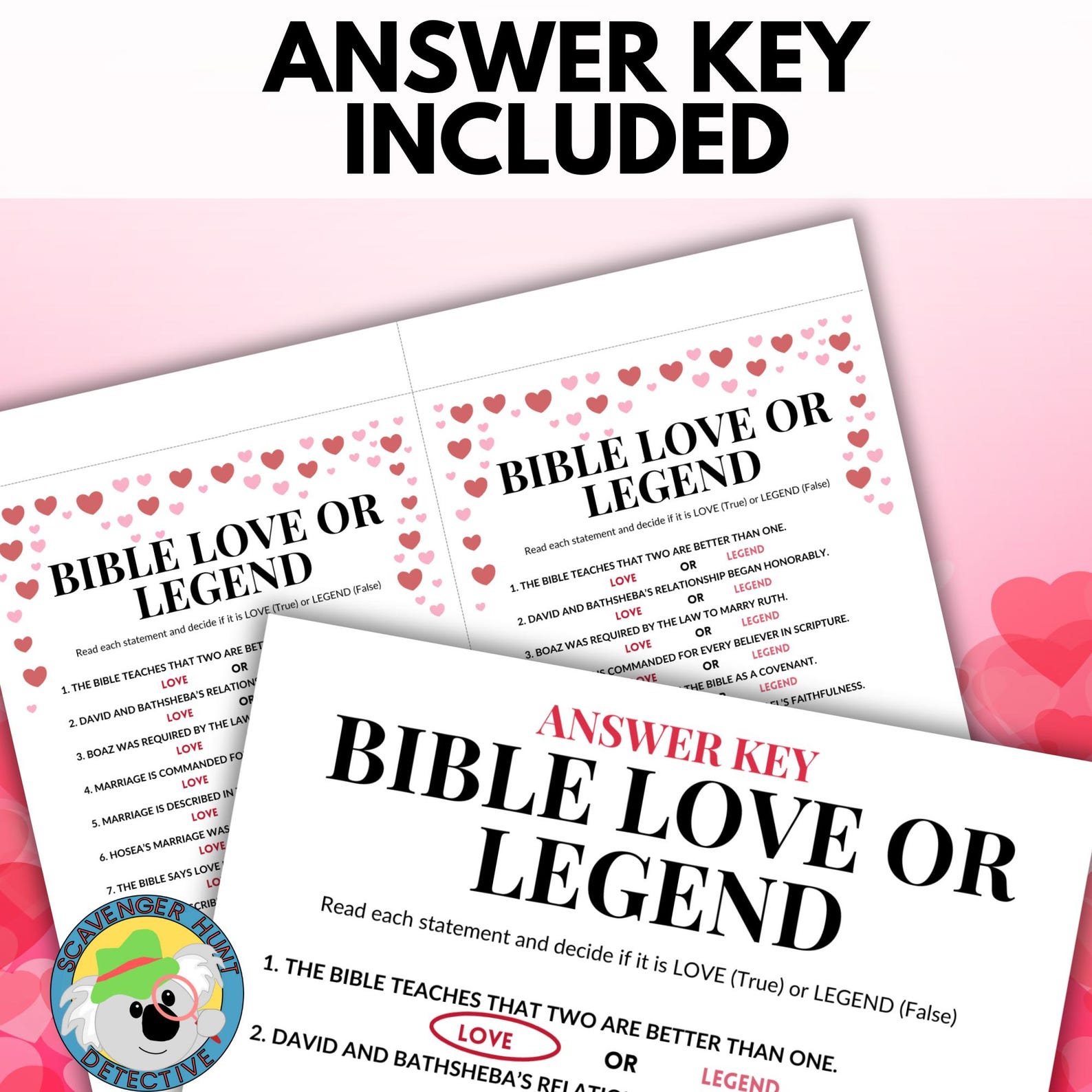Bible Love Trivia Game, Church Christian Valentine's Party Love or ...