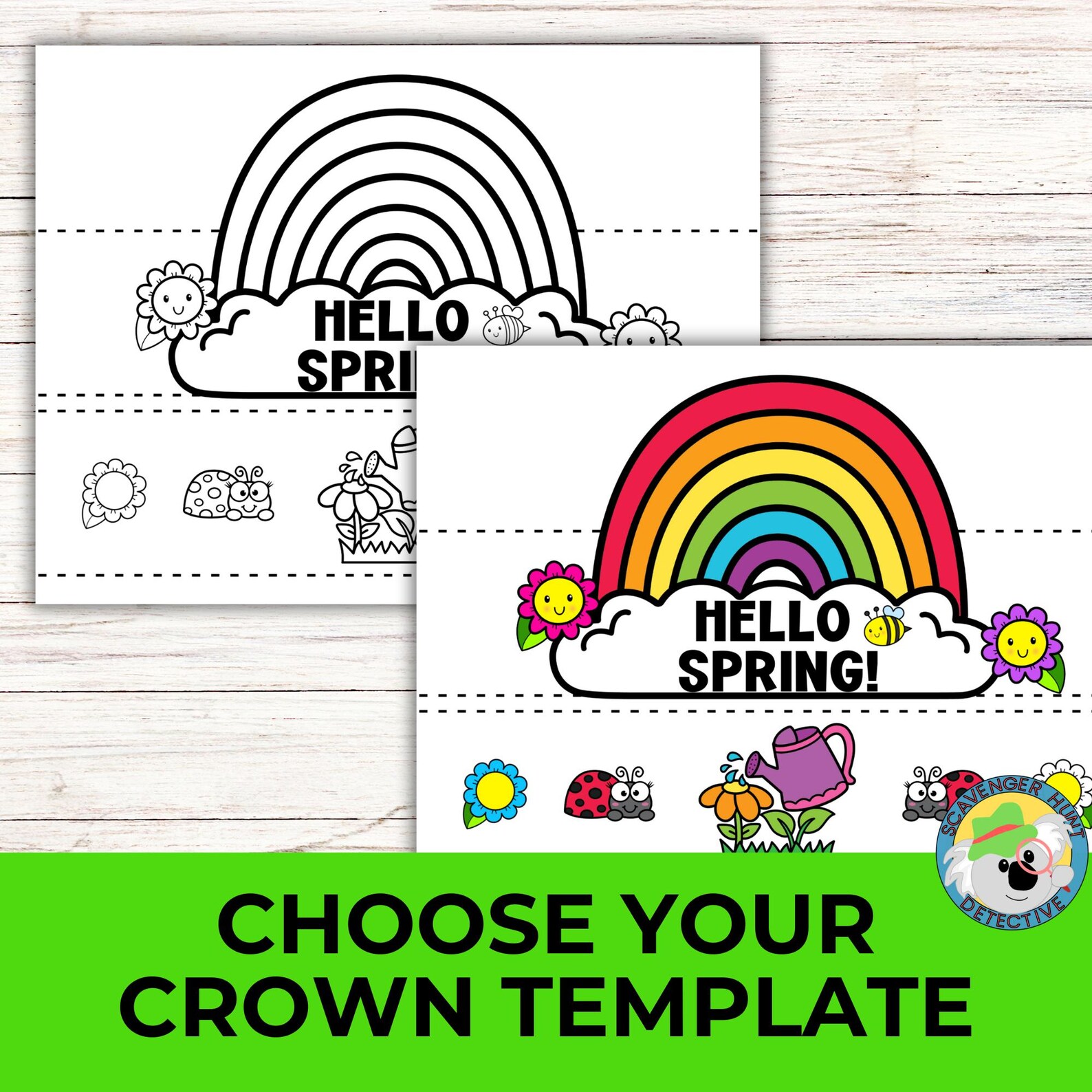 Spring Paper Crown Craft Activity, Coloring Printable First Day of ...