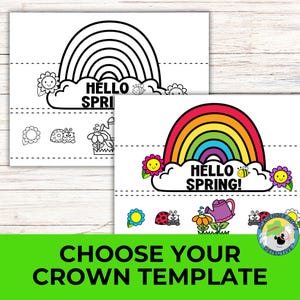 Spring Paper Crown Craft Activity, Coloring Printable First Day of ...
