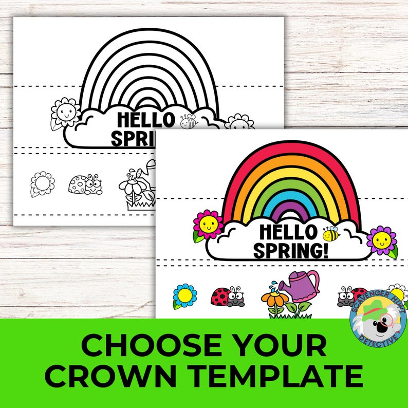 Spring Paper Crown Craft Activity, Coloring Printable First Day of ...
