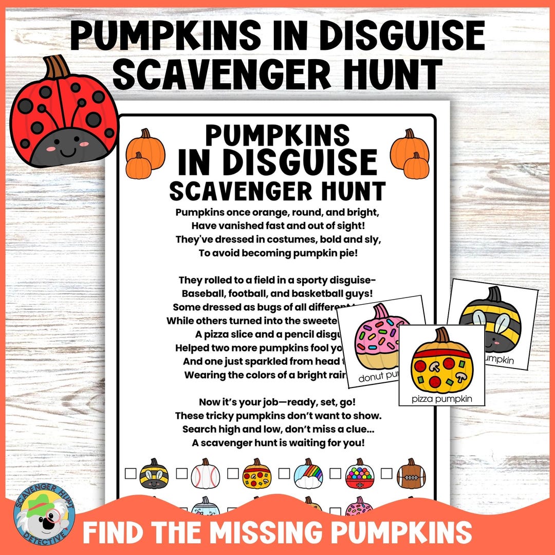 Find the Pumpkins Scavenger Hunt for Kids, Pumpkins in Disguise ...