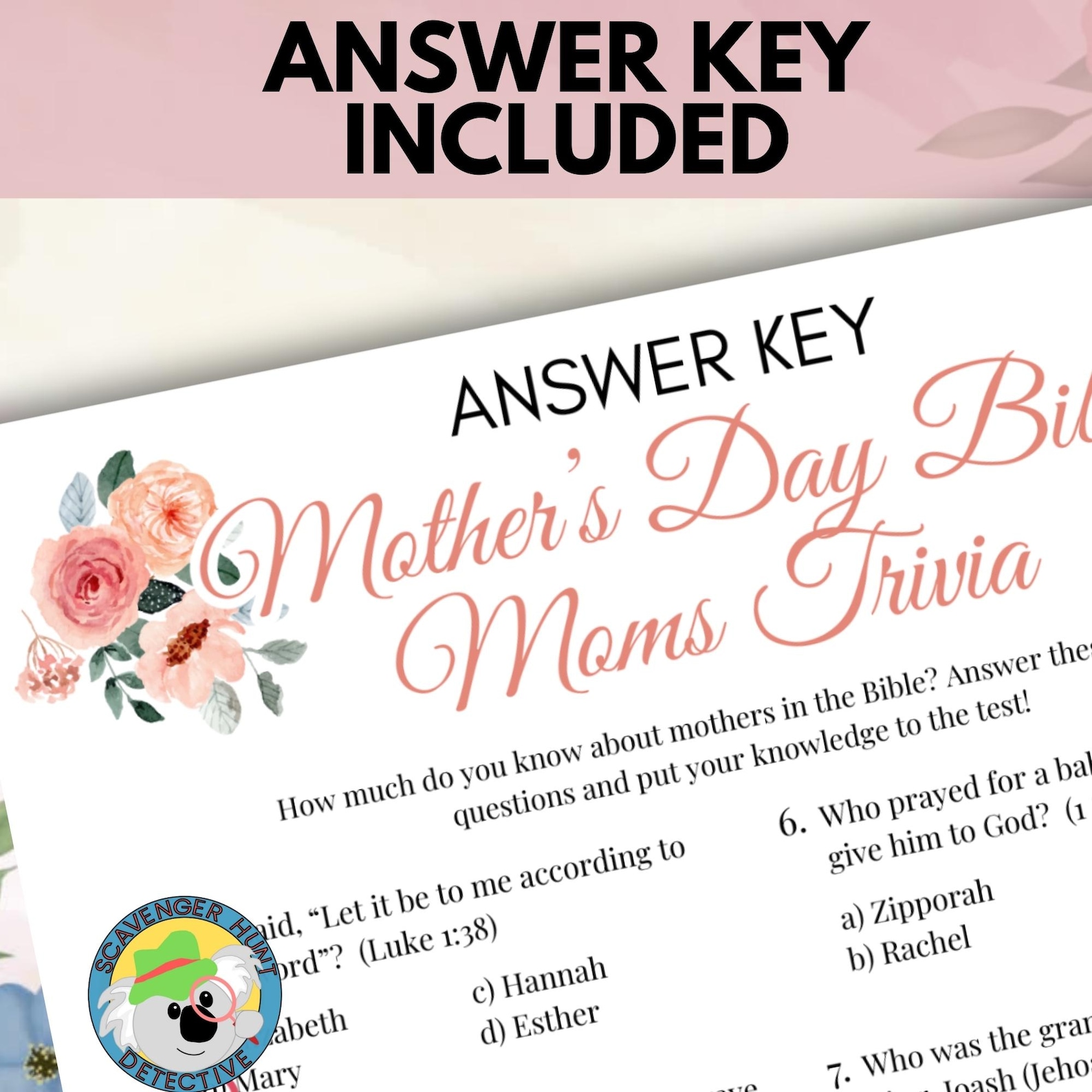 Mothers Day Moms of the Bible Trivia Game, Bible Mothers Trivia Game ...