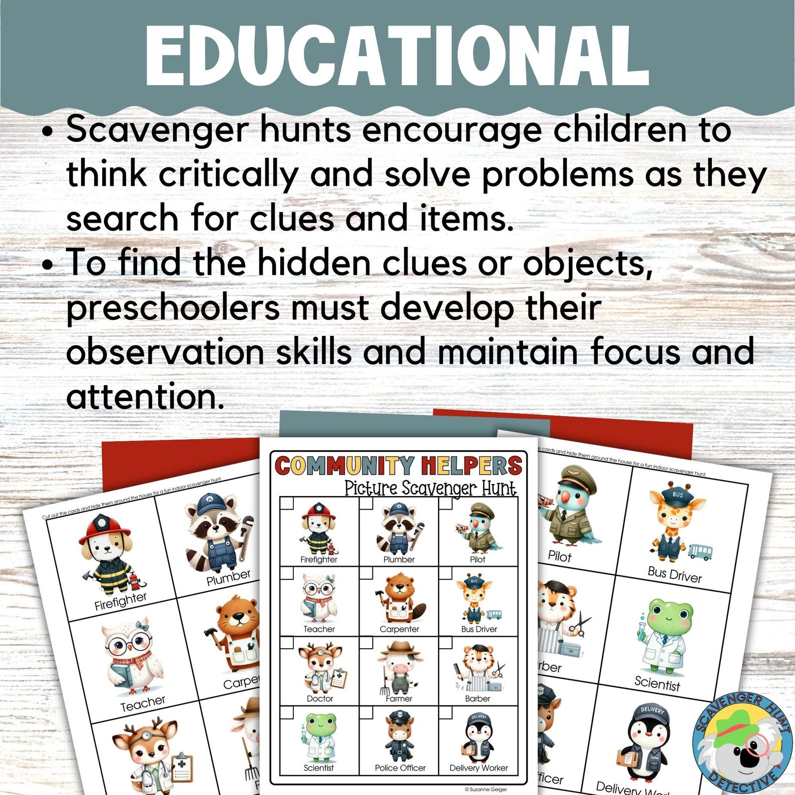 Community Helpers Scavenger Hunt for Preschoolers With Picture Clues ...