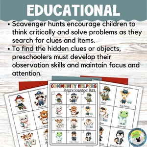 Community Helpers Scavenger Hunt for Preschoolers With Picture Clues ...