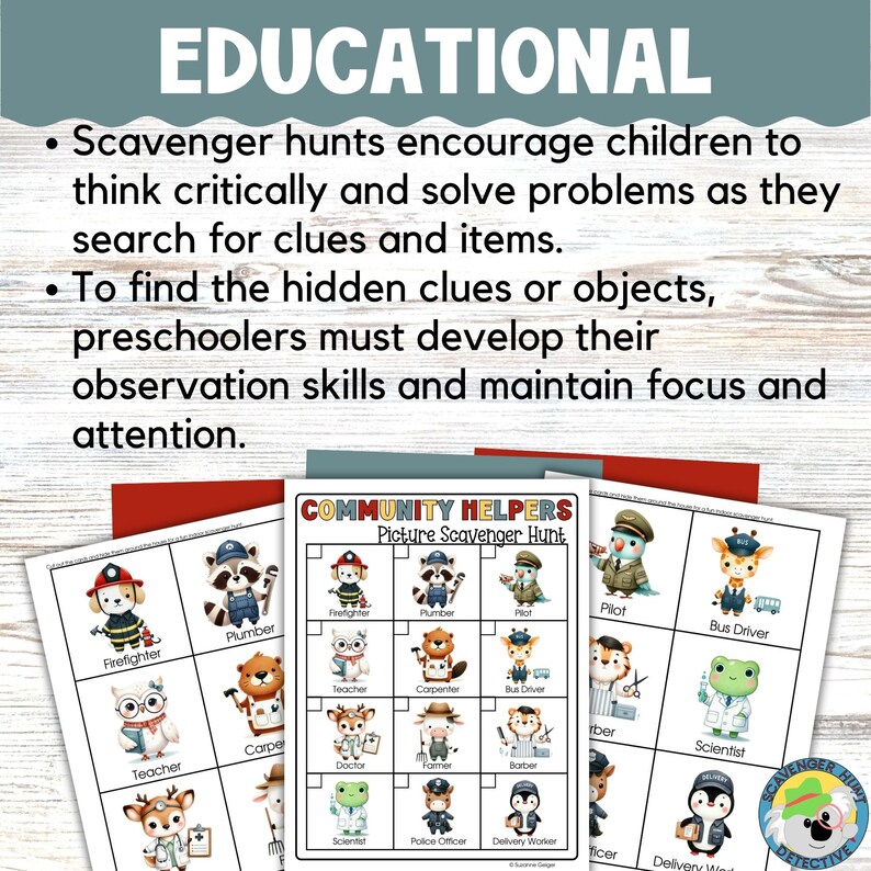 Community Helpers Scavenger Hunt for Preschoolers With Picture Clues ...
