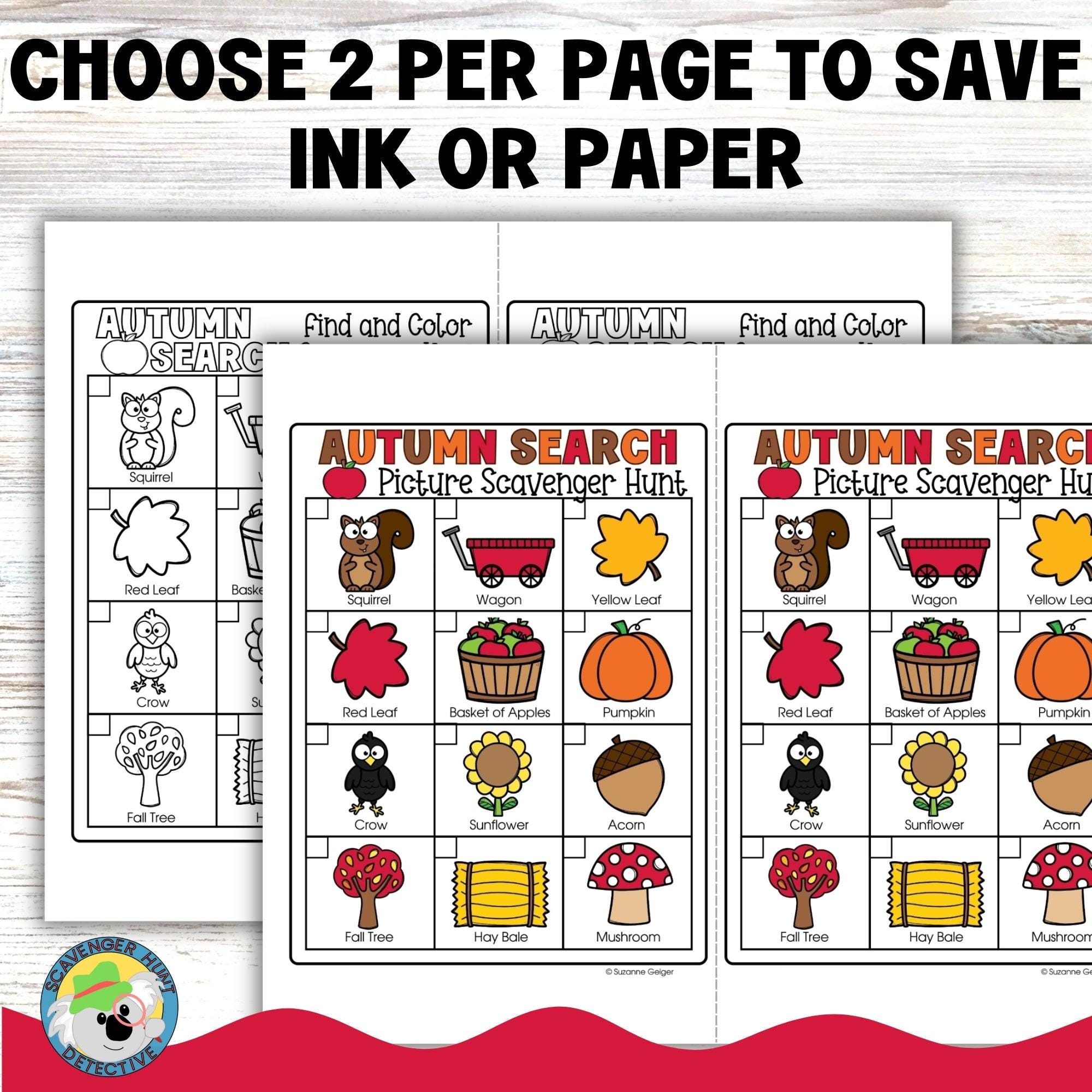 Autumn Scavenger Hunt for Preschool With Picture Clues, Toddler Fall ...