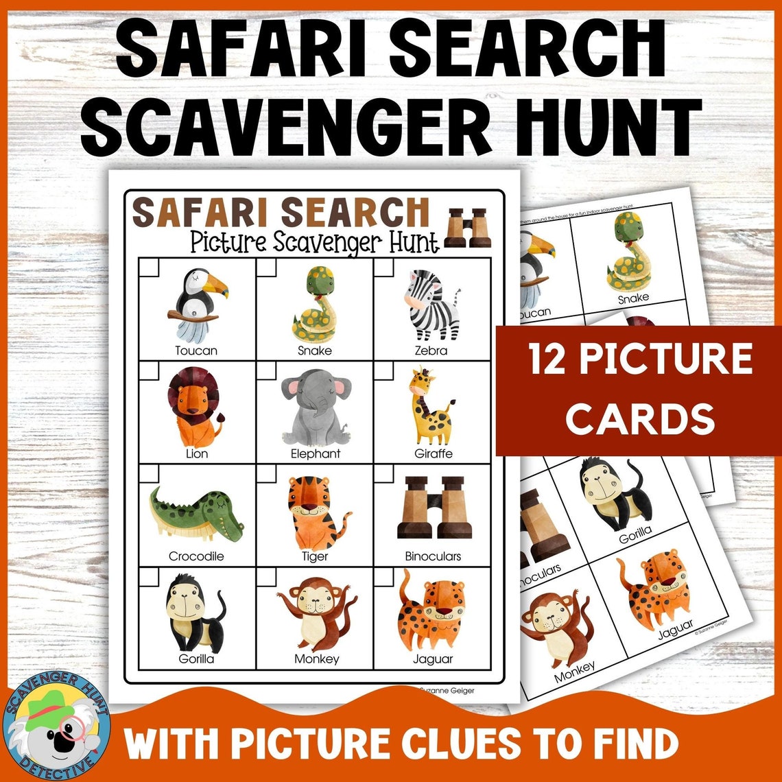 Safari Animal Scavenger Hunt for Preschoolers With Picture Clues ...