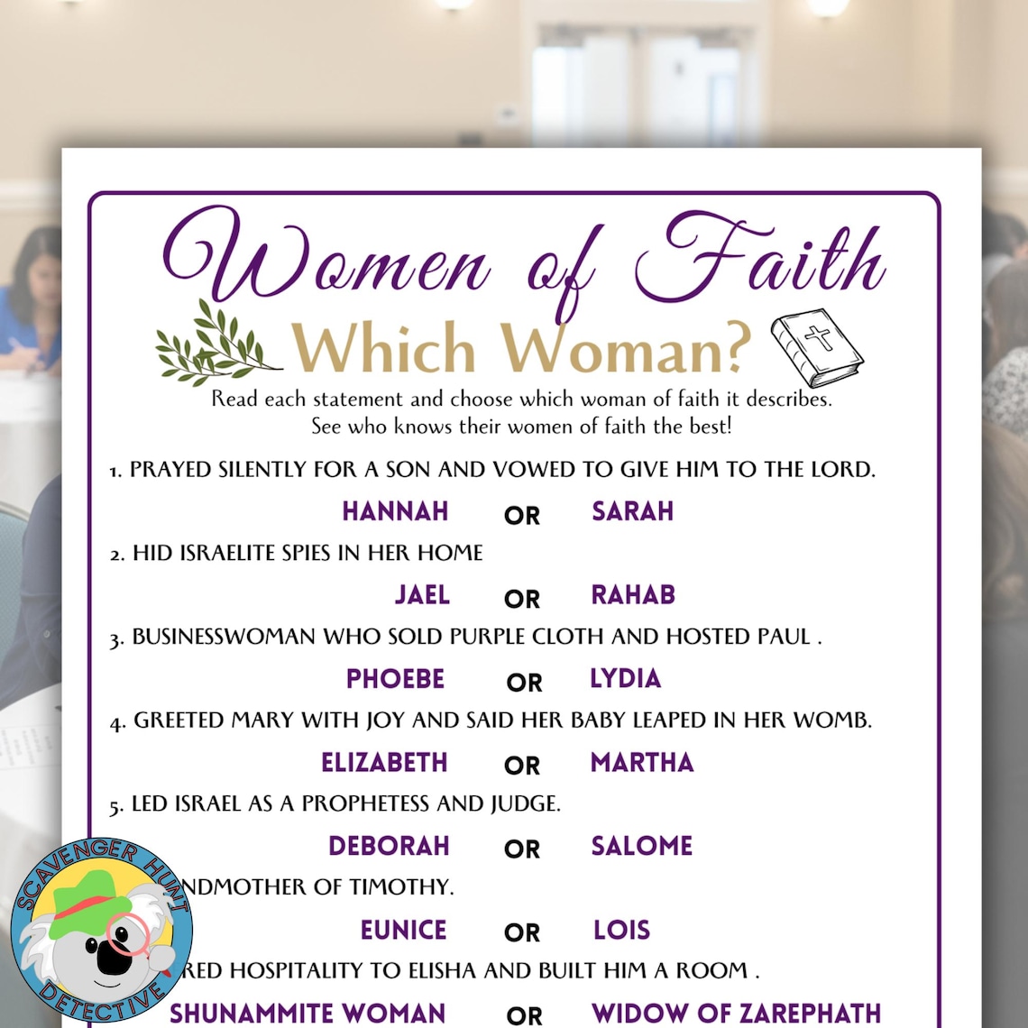 Women of the Bible Trivia Game, Women's Ministry Bible Women Guessing ...