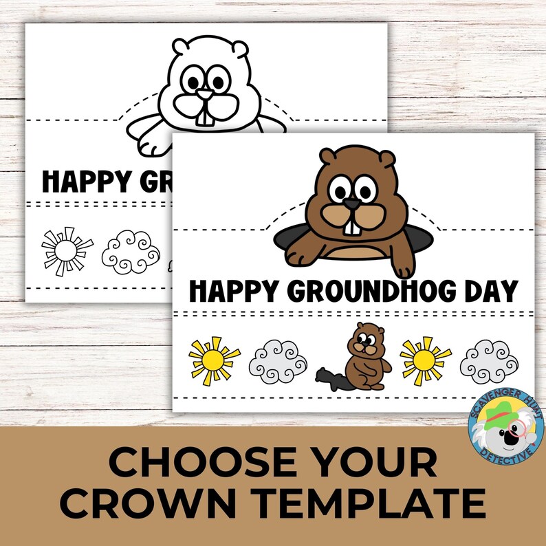 Groundhog Day Paper Crown Craft Activity, Coloring Printable Groundhog ...