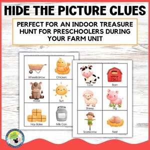 Farm Theme Scavenger Hunt for Preschoolers With Picture Clues, Daycare ...
