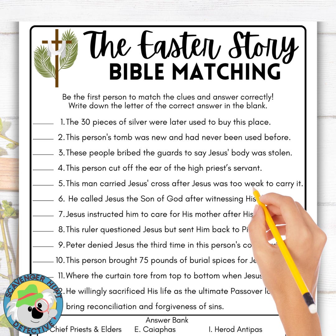 Easter Story Bible Matching Game, Holy Week Easter Bible Game Church ...