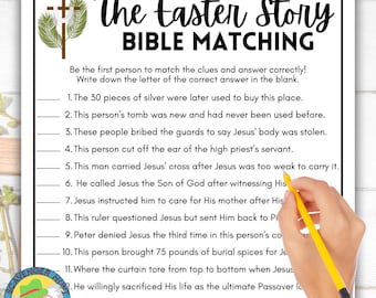 Easter Story Bible Matching Game, Holy Week Easter Bible Game Church ...