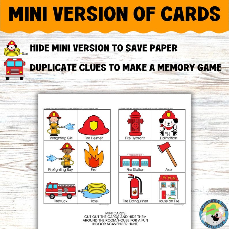 Fire Safety Week Scavenger Hunt for Preschoolers With Picture Clues ...