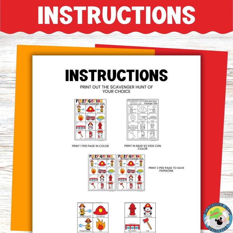 Fire Safety Week Scavenger Hunt for Preschoolers With Picture Clues ...