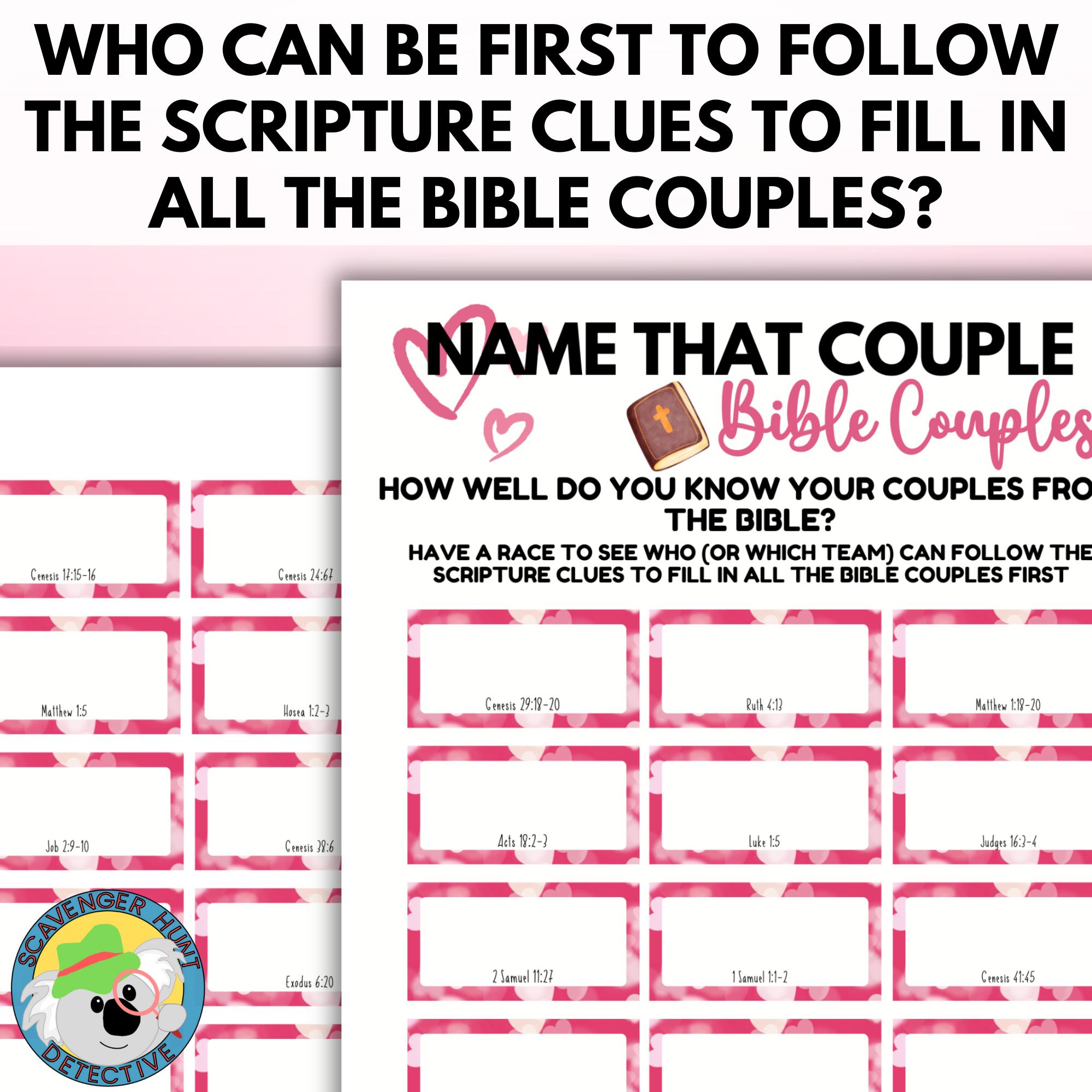 Couples of the Bible Game, Valentine's Party Game Church Youth Group ...