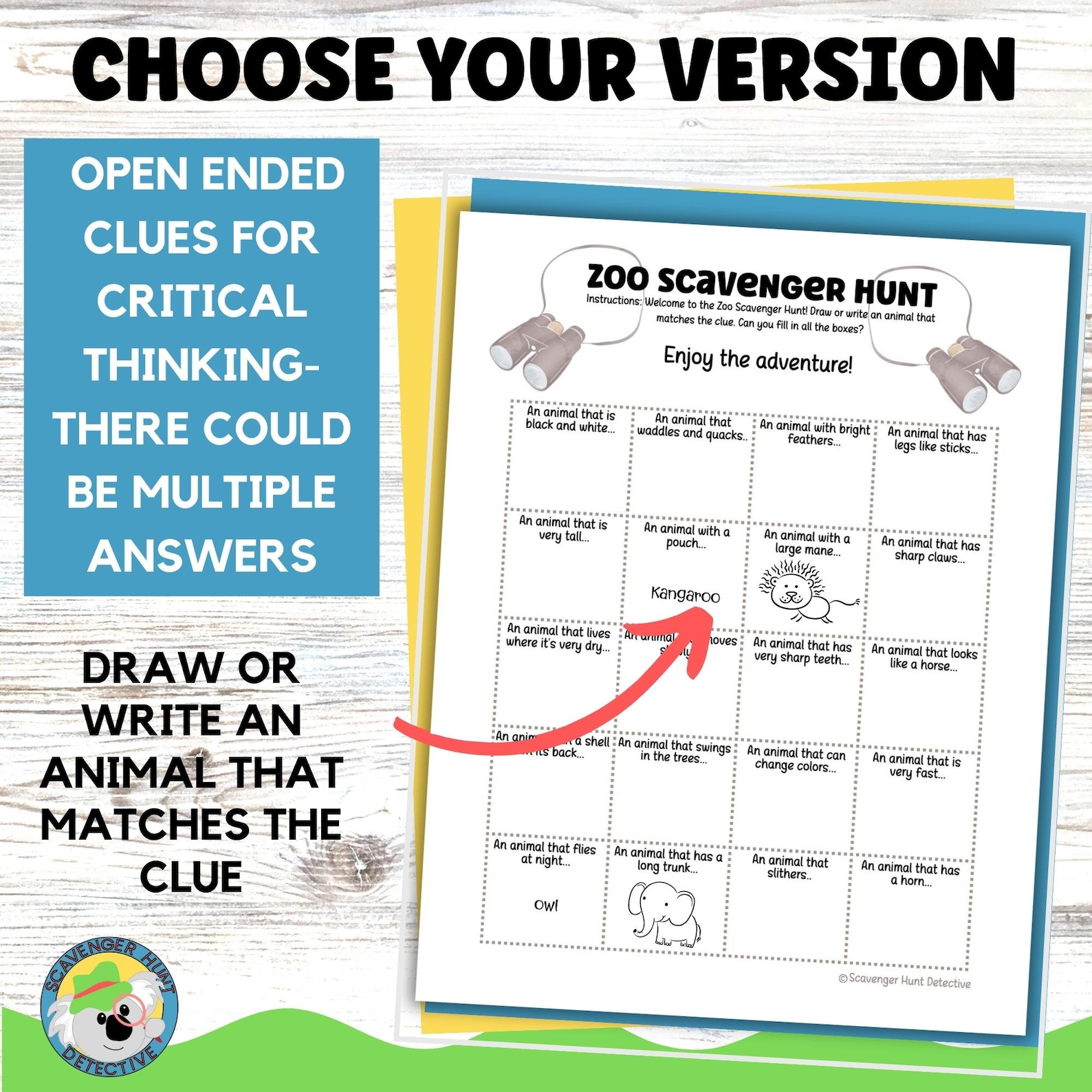 Zoo Scavenger Hunt for Kids Printable, Zoo Field Trip Treasure Hunt ...