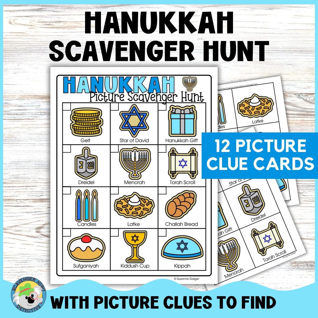 Hanukkah Scavenger Hunt for Preschoolers With Picture Clues, Hanukkah ...