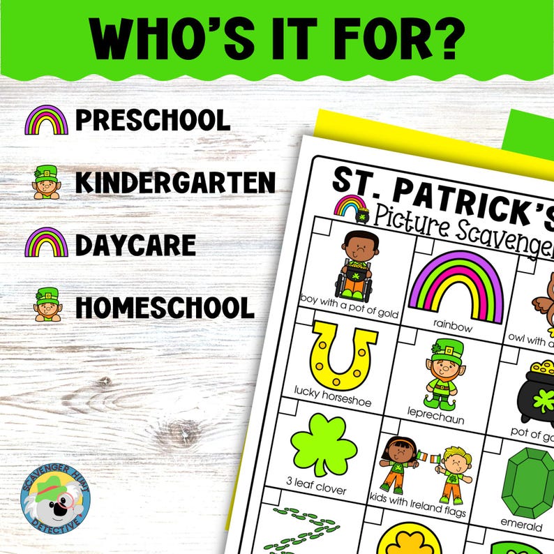 St. Patrick's Day Scavenger Hunt for Toddlers With Picture Clues ...