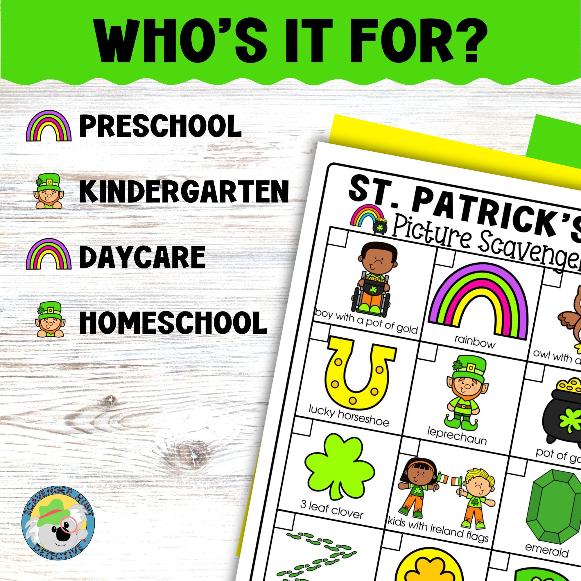 St. Patrick's Day Scavenger Hunt for Toddlers With Picture Clues ...