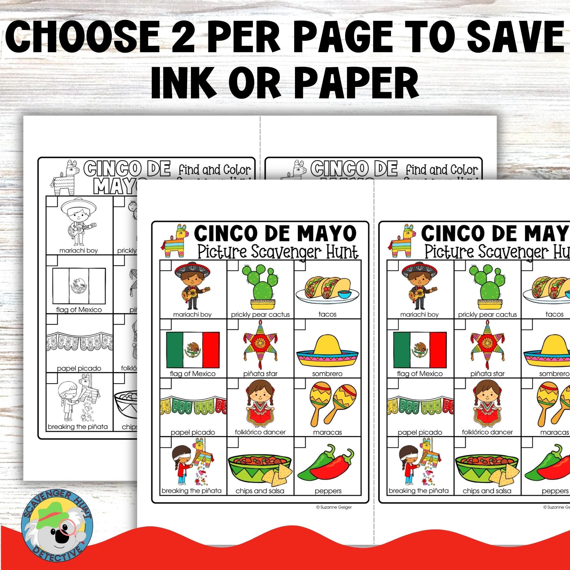 Cinco De Mayo Printable Picture Scavenger Hunt for Preschooler Toddlers ...