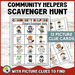 Community Helpers Scavenger Hunt for Preschoolers With Picture Clues ...