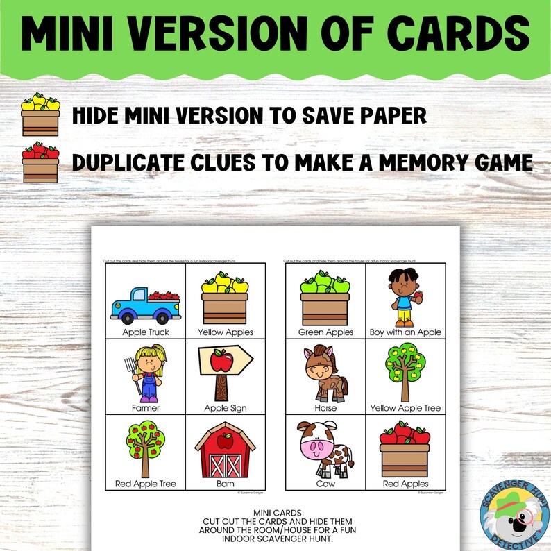 Apple Orchard Scavenger Hunt for Preschoolers With Picture Clues, Apple ...