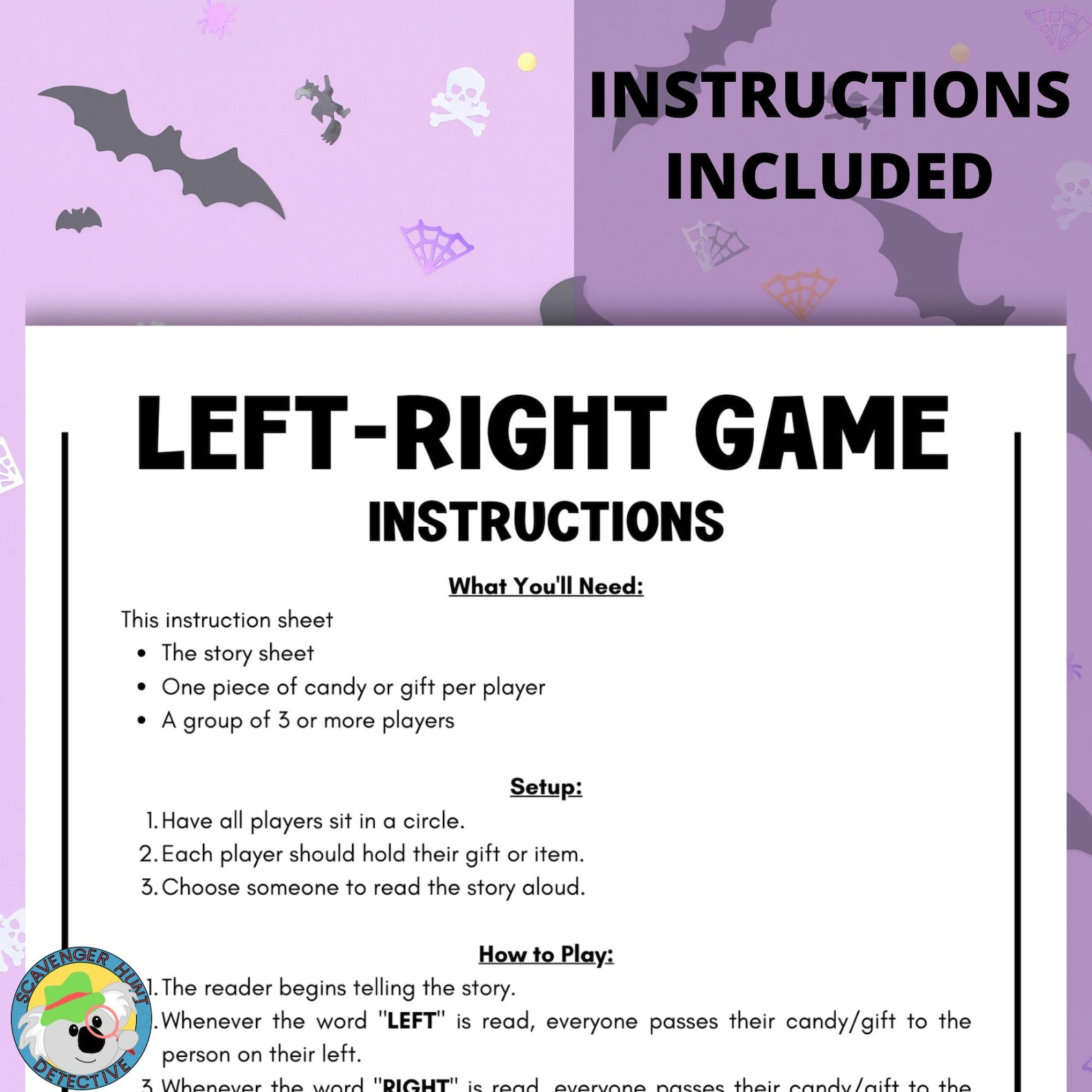Halloween Left-right Game Printable Pass the Candy Party Activity for ...