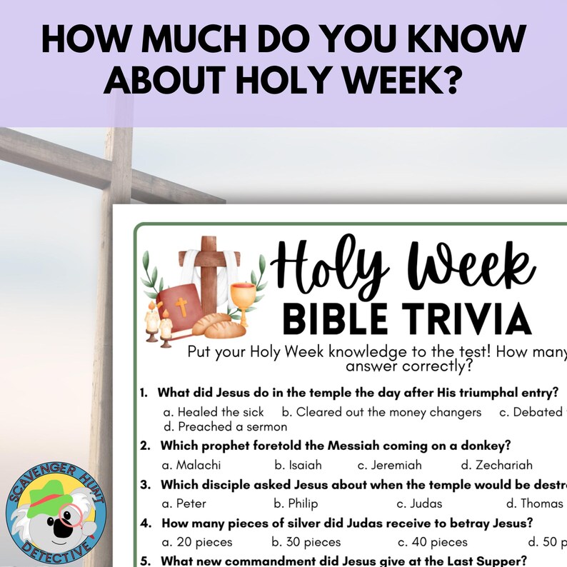 Holy Week Easter Bible Trivia Game, Easter Story Bible Game Church ...
