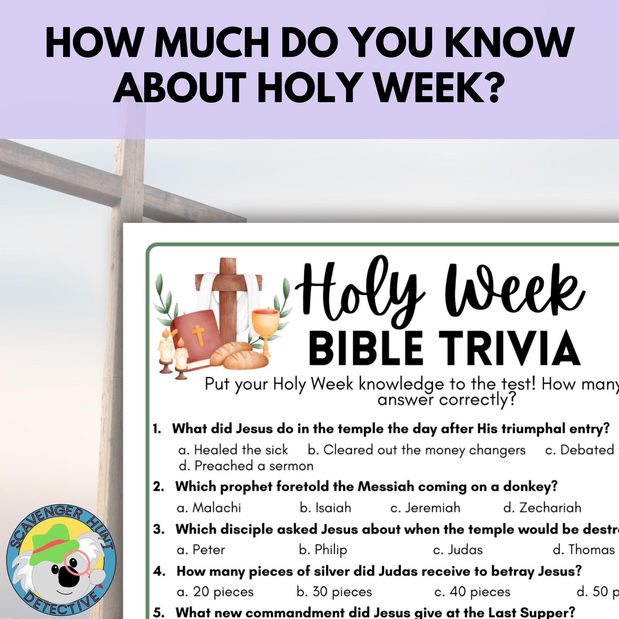 Holy Week Easter Bible Trivia Game, Easter Story Bible Game Church ...
