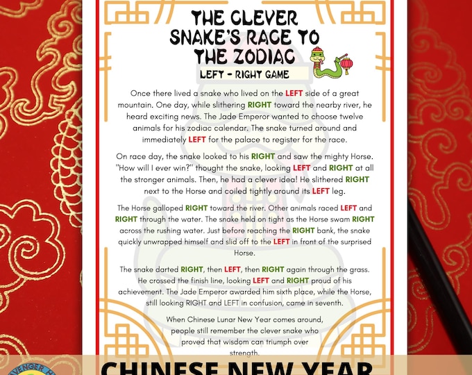 Chinese Lunar New Year Left-right Game Printable Year of the Snake ...