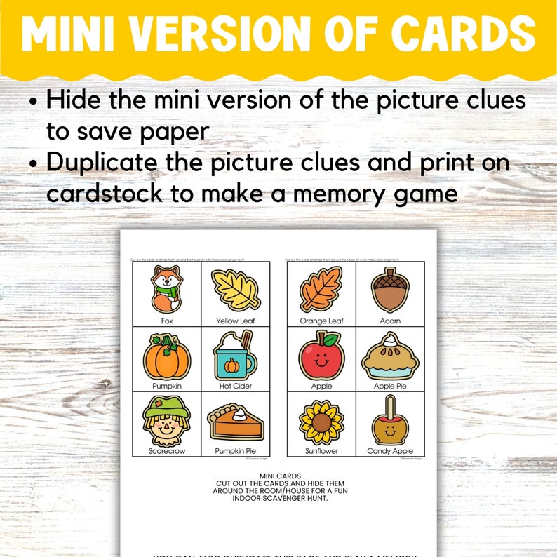 Fall Scavenger Hunt for Preschoolers With Picture Clues, Toddler Fall ...