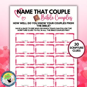 Couples of the Bible Game, Valentine's Party Game Church Youth Group ...