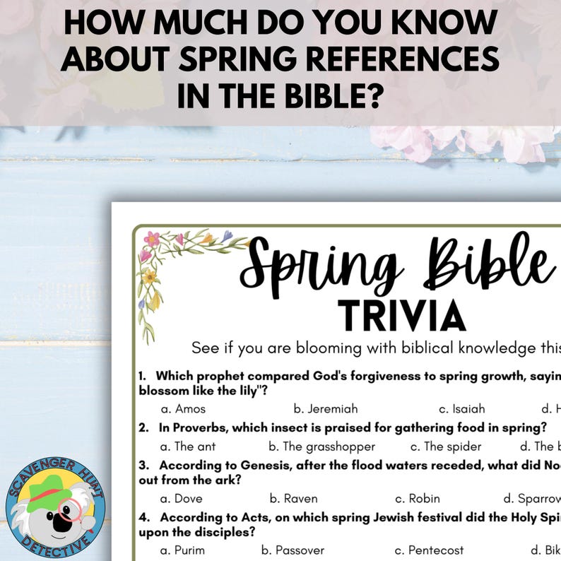 Spring Bible Trivia Game, Spring Bible Game for Adults Small Church ...