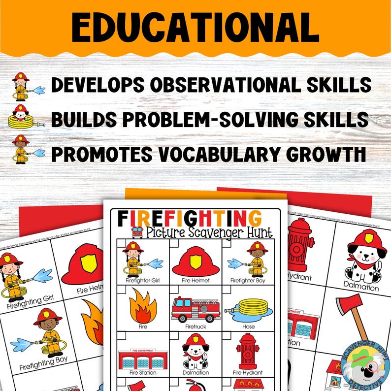 Fire Safety Week Scavenger Hunt for Preschoolers With Picture Clues ...
