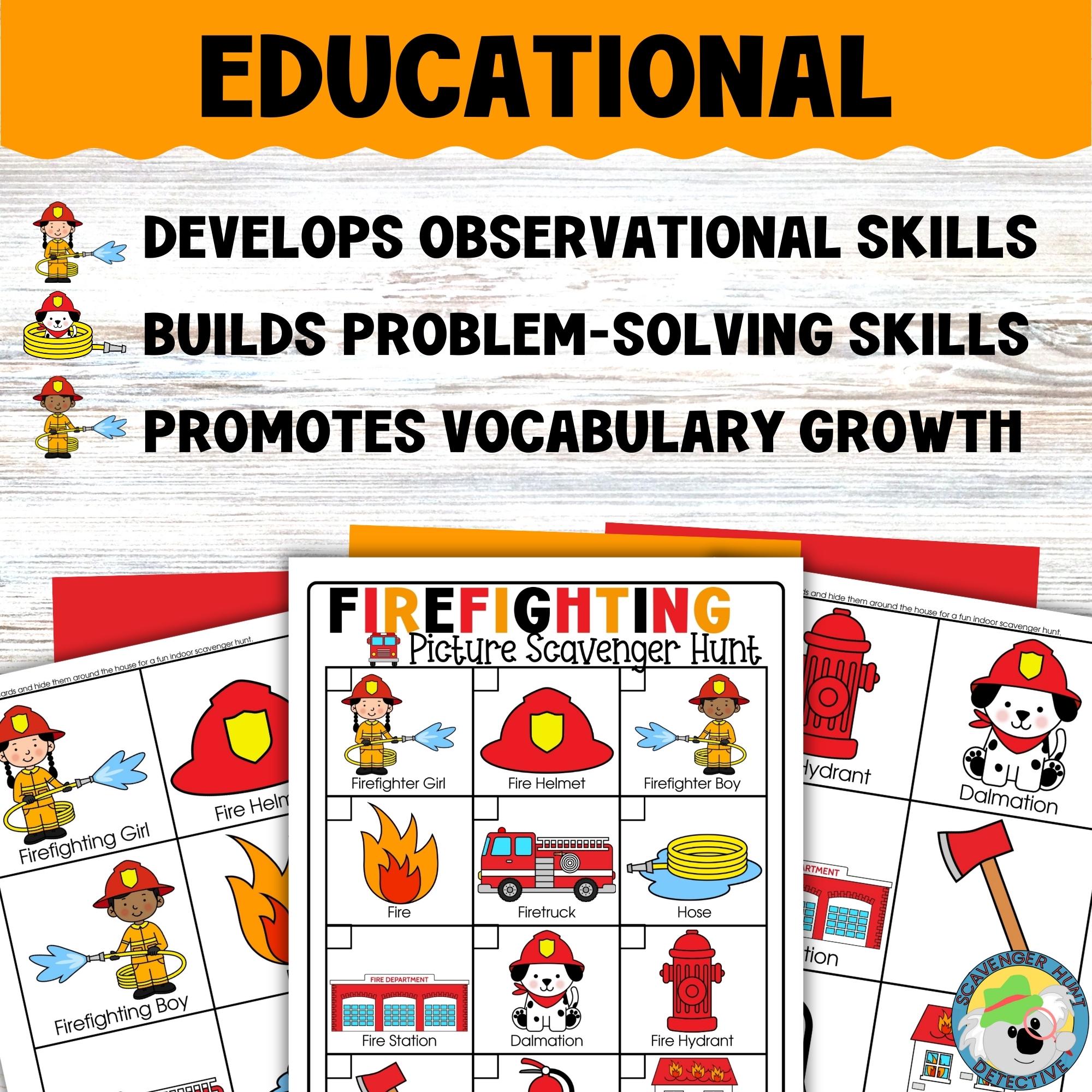 Fire Safety Week Scavenger Hunt for Preschoolers With Picture Clues ...