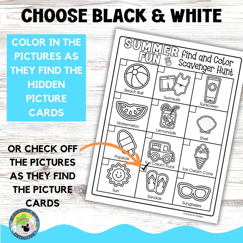 Summer Scavenger Hunt for Preschoolers With Picture Clues, Toddler ...