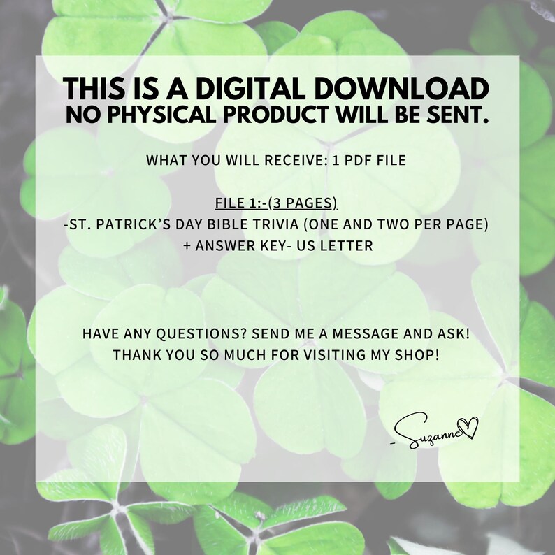 St. Patrick's Day Bible Trivia Game, Saint Patrick Bible Game Church ...