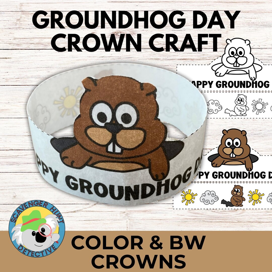 Groundhog Day Paper Crown Craft Activity, Coloring Printable Groundhog ...