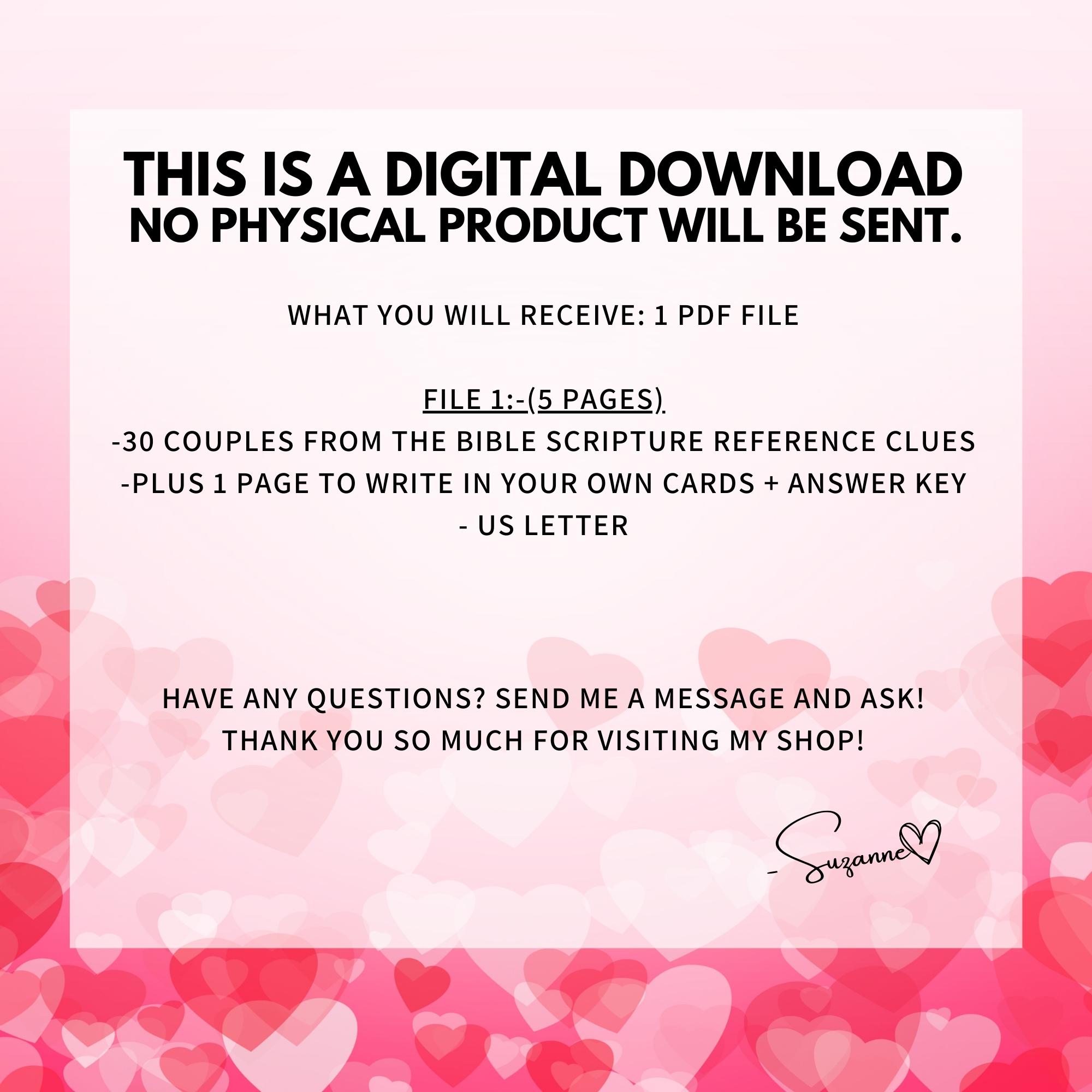 Couples of the Bible Game, Valentine's Party Game Church Youth Group ...