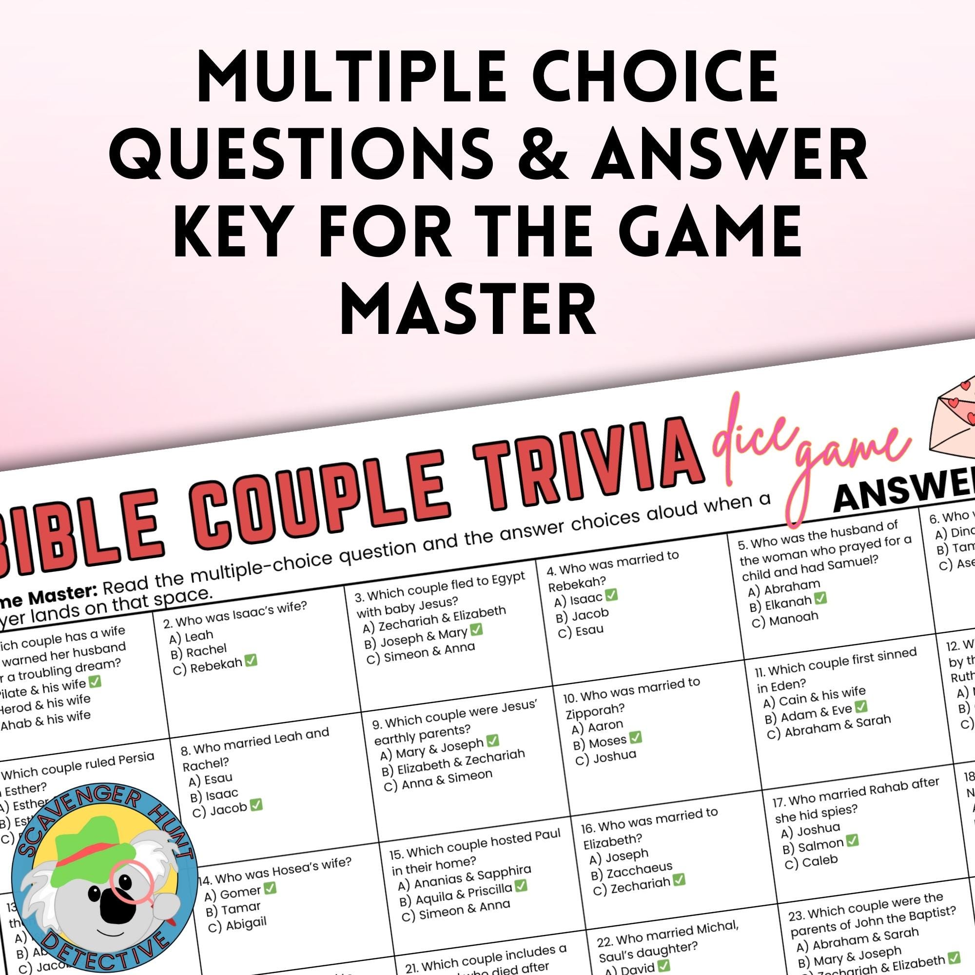 Bible Couples Trivia Dice Game, Church Christian Valentine's Party ...